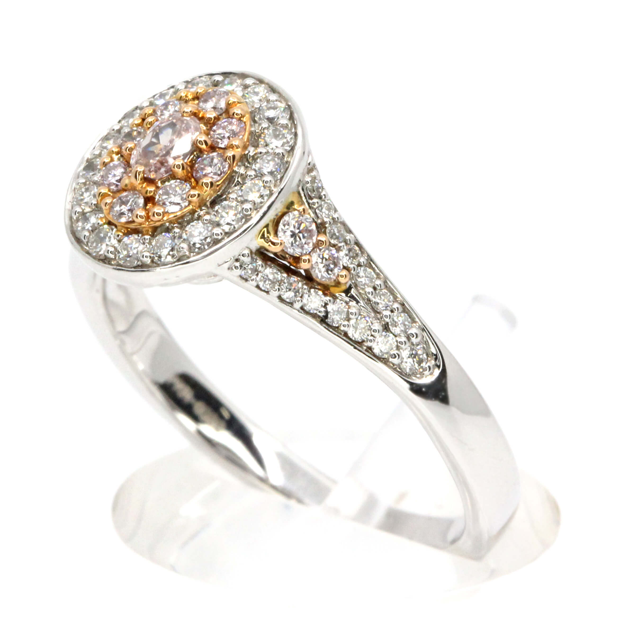 18ct White Gold Claw Set Faint Pink Diamonds Ring | Allgem Jewellers