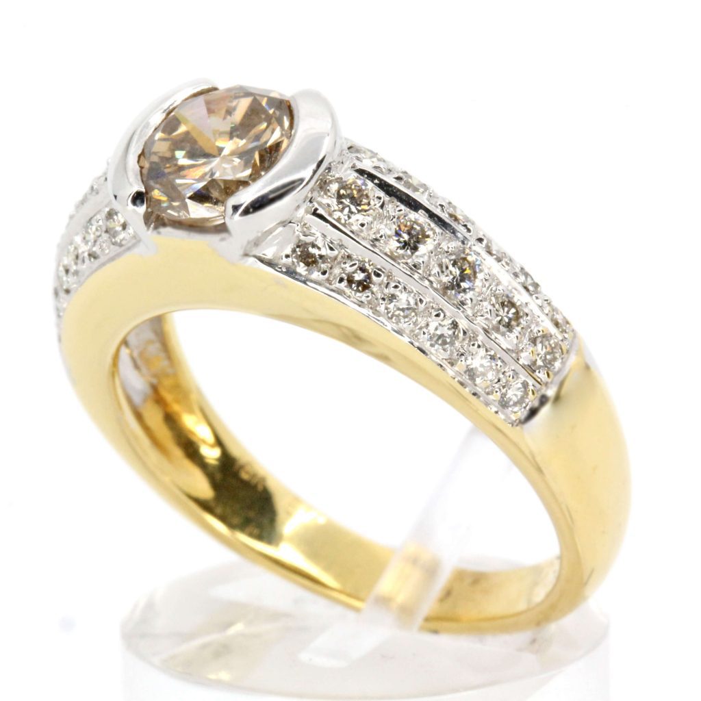 18ct Yellow Gold Champagne Diamond Ring | Allgem Jewellers