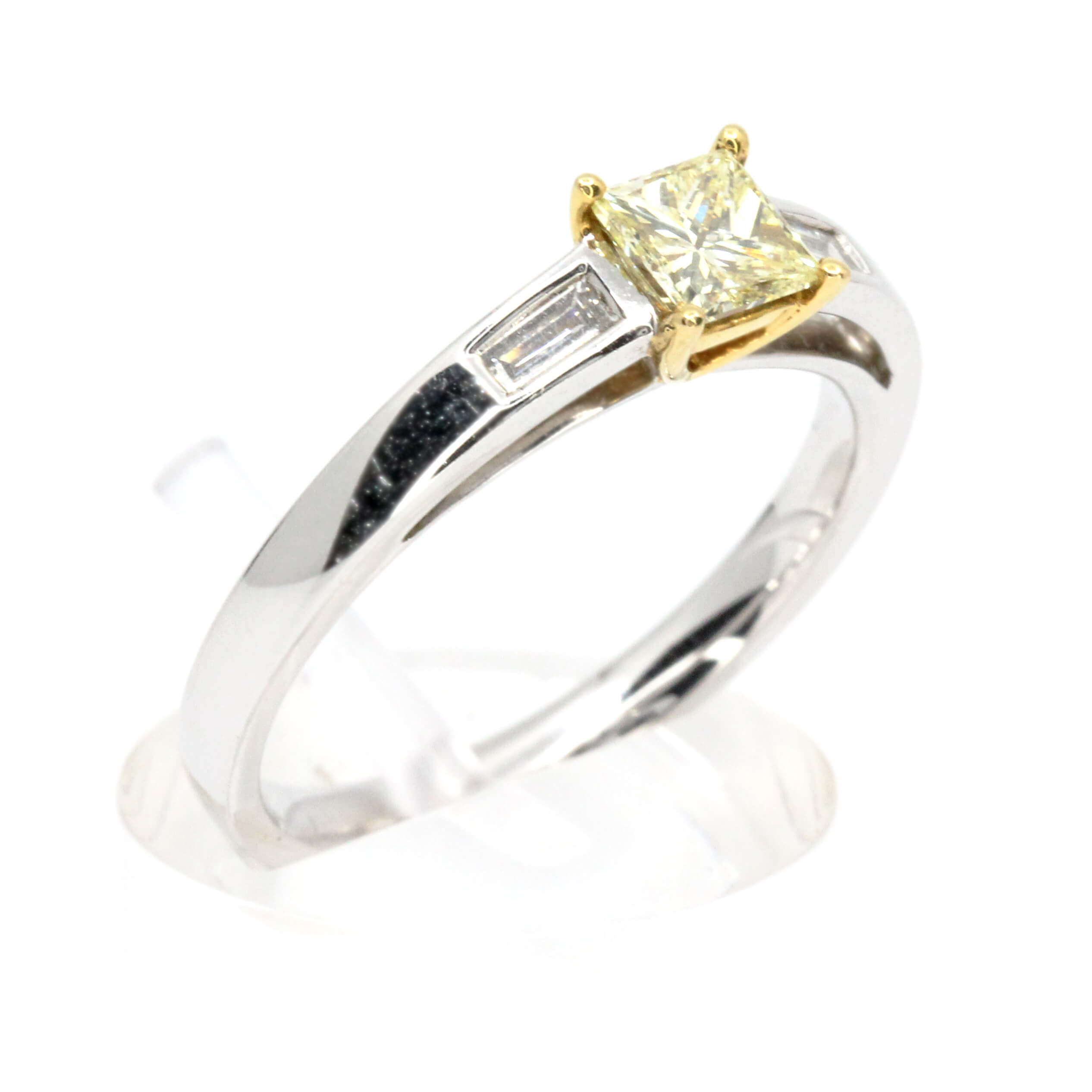 18ct White Gold Princess Cut Yellow Diamond Ring | Allgem Jewellers