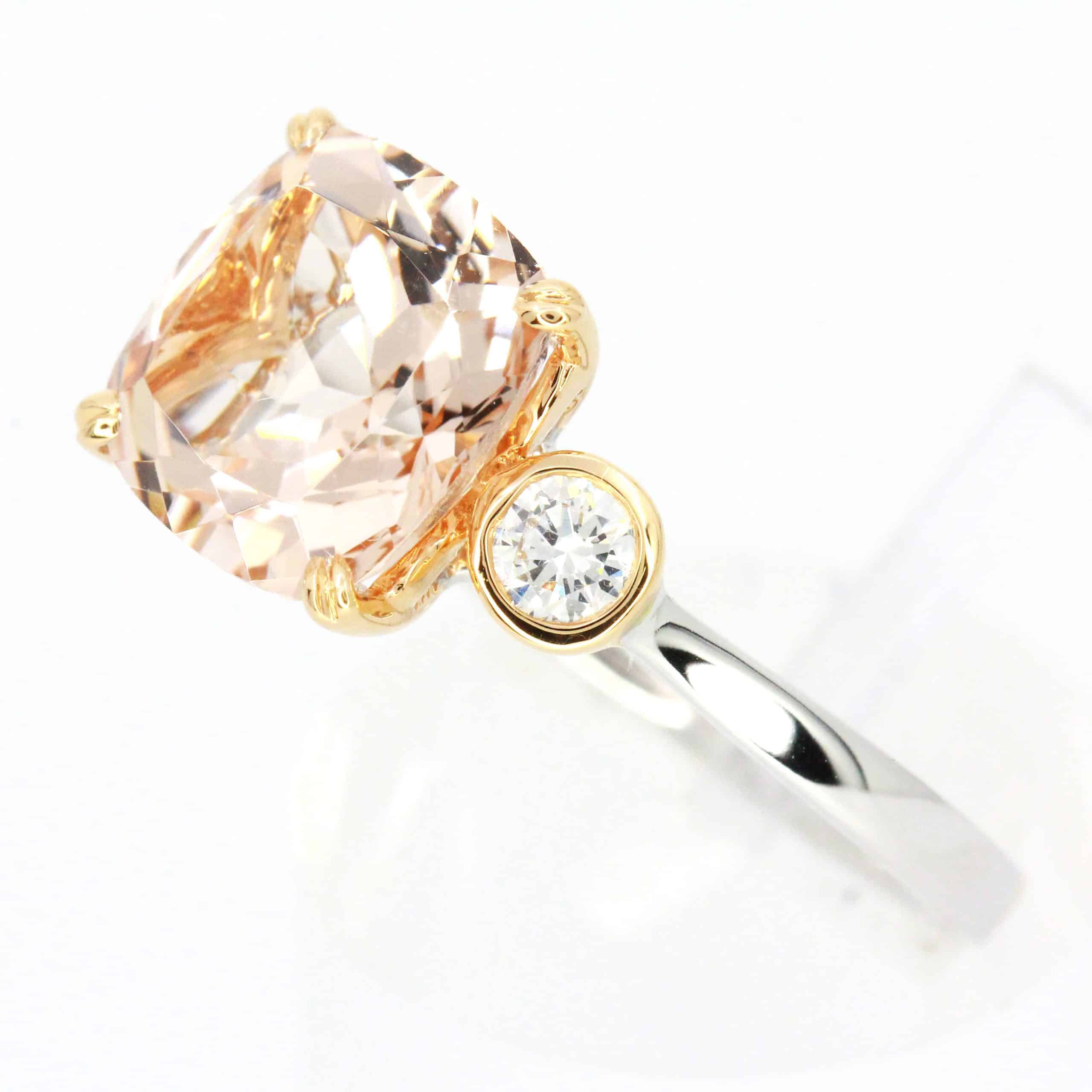 18ct White Gold Morganite and Diamonds Ring | Allgem Jewellers