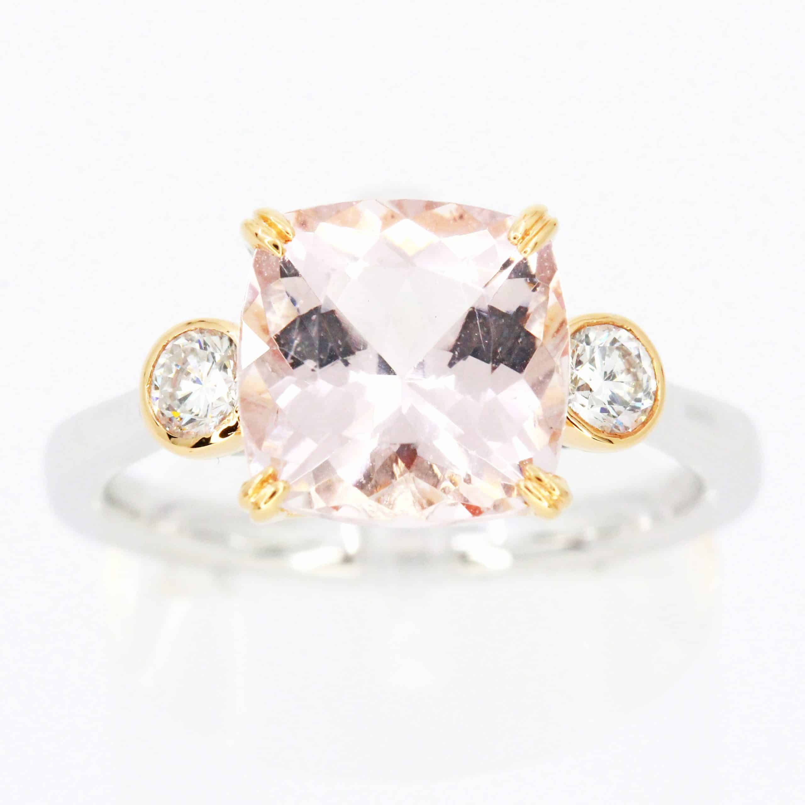 18ct White Gold Morganite and Diamond Ring | Allgem Jewellers