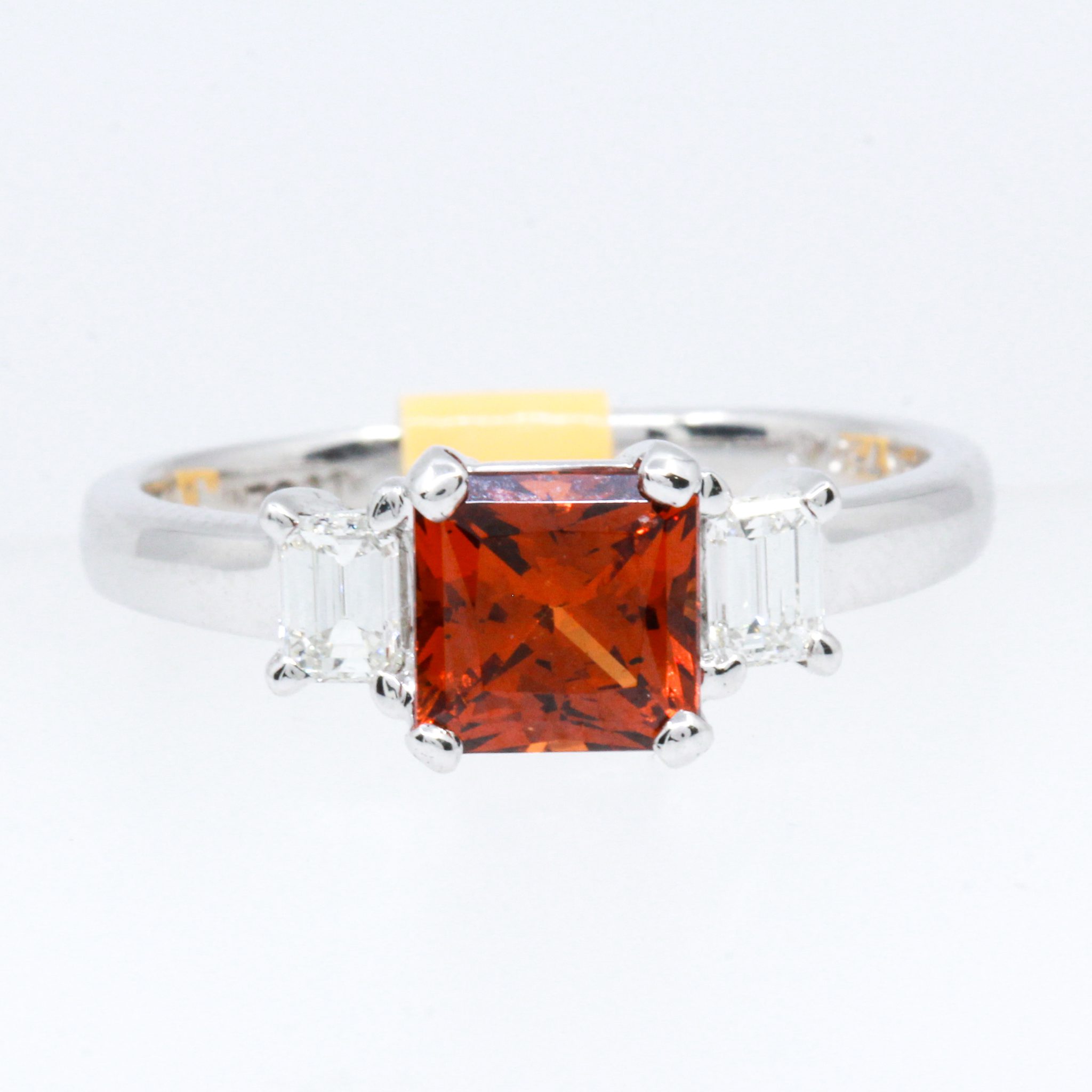 18ct White Gold Spessartite Garnet and Diamond Ring | Allgem Jewellers