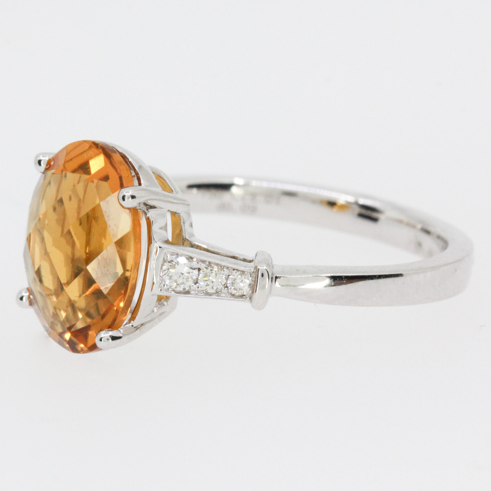 18ct White Gold Citrine and Diamond Ring | Allgem Jewellers