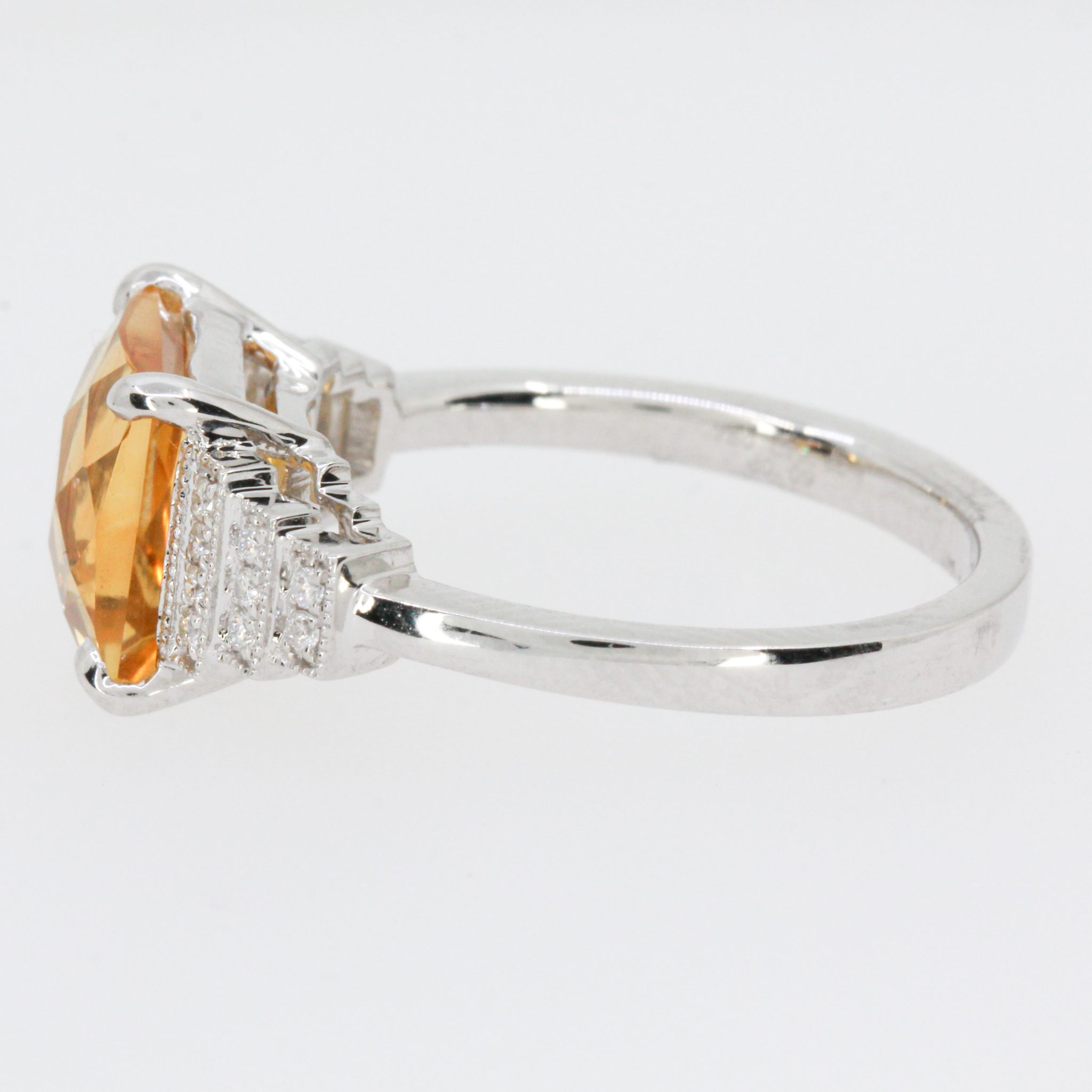 18ct White Gold Citrine and Diamond Ring | Allgem Jewellers