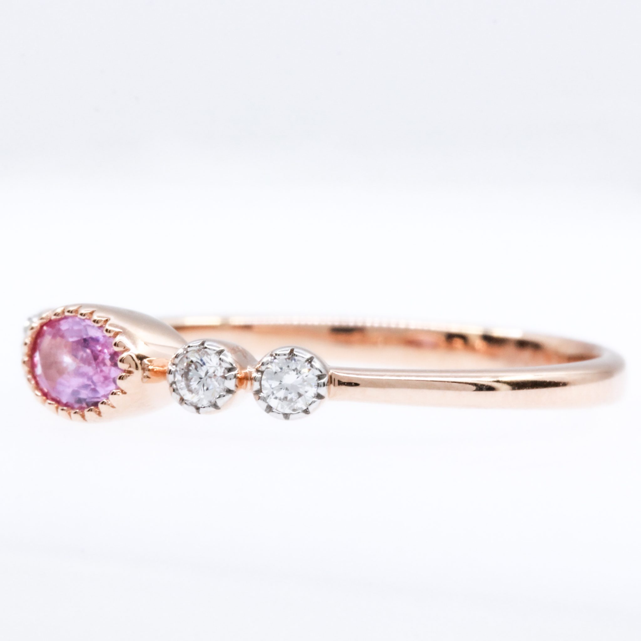 18ct Rose Gold Pink Sapphire and Diamonds Ring | Allgem Jewellers