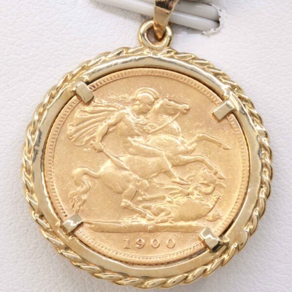 9ct Yellow Gold ‘1900’ 1/2 Sovereign Pendant | Allgem Jewellers